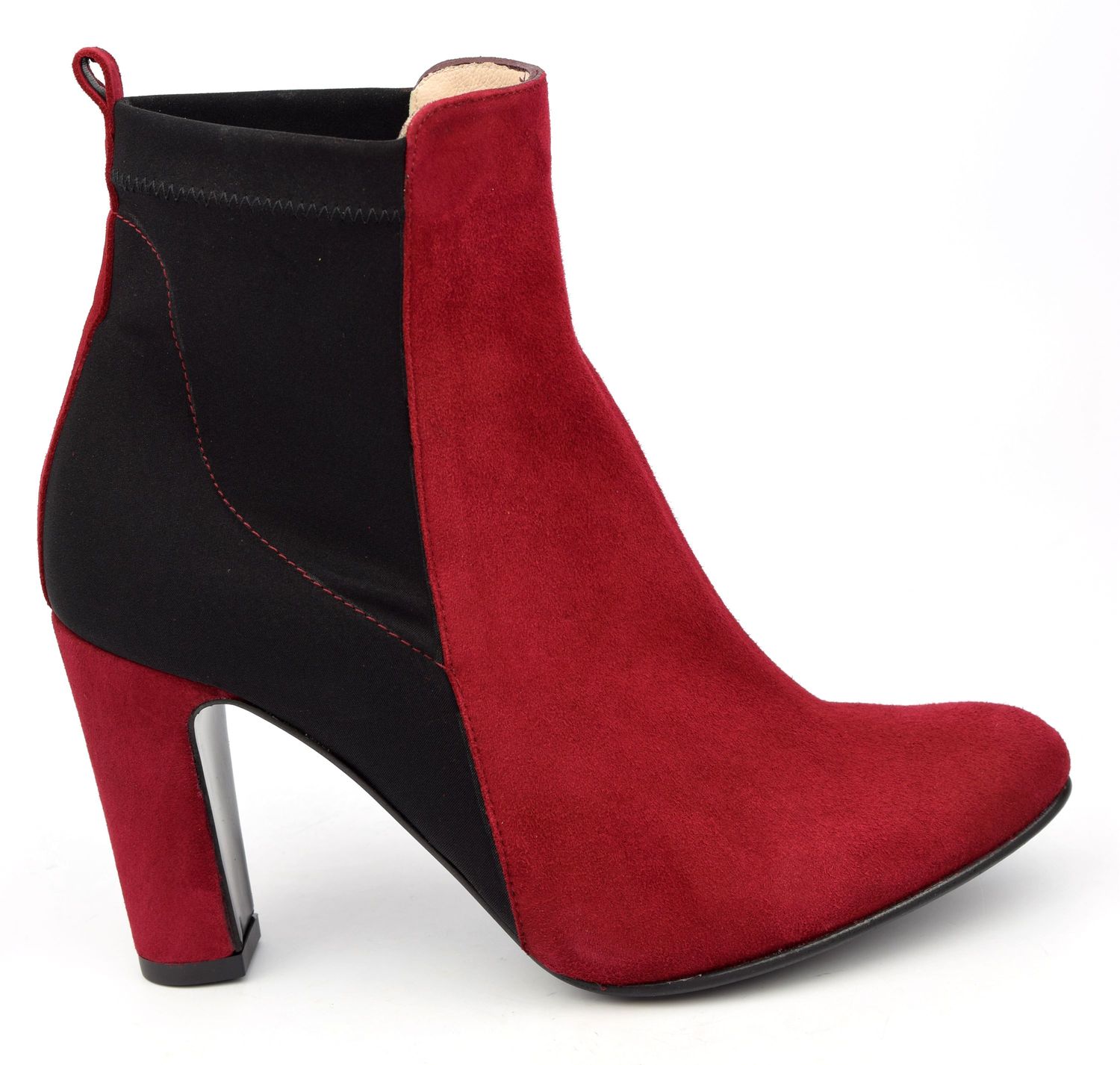 Bottines, cuir daim, rouge et noire, MI-211, Yves de Beaumond, femmes ...